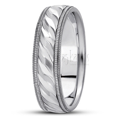 Ridged Wave Design Basic Wedding Band - BA101060 - 14K Gold